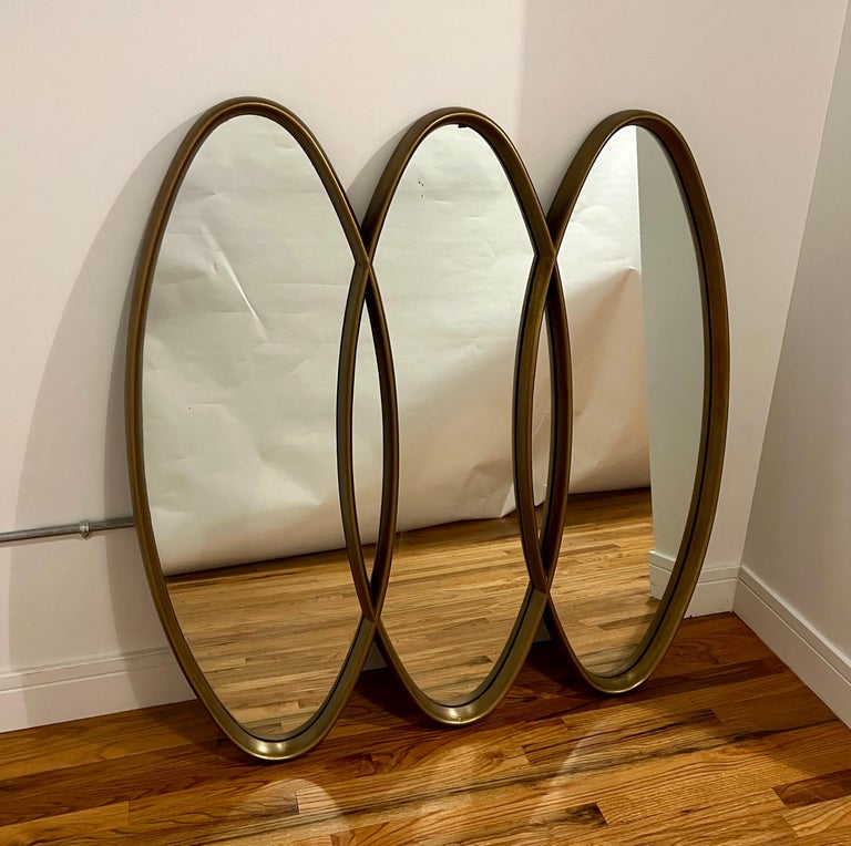 Mid-century Triple Interlocking Gold Mirror For Sale at 1stDibs