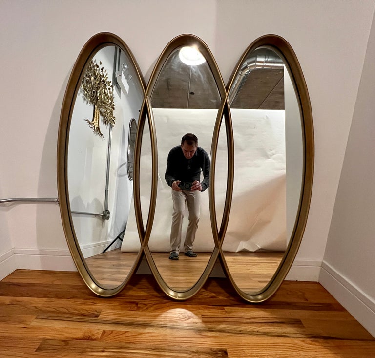Mid-century Triple Interlocking Gold Mirror For Sale at 1stDibs