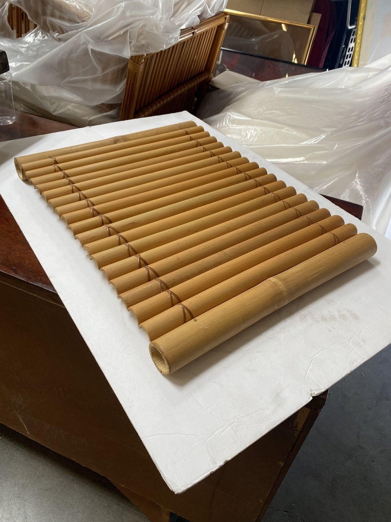 Mid-Century Tropical Split Bamboo Serving Tray, Pair For Sale at 1stDibs