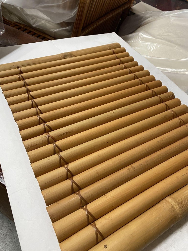 Mid-Century Tropical Split Bamboo Serving Tray, Pair For Sale at 1stDibs