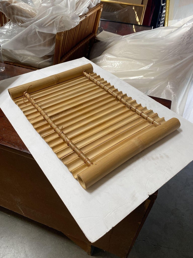 Mid-Century Tropical Split Bamboo Serving Tray, Pair For Sale at 1stDibs