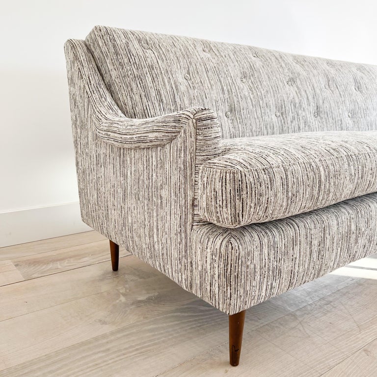 Mid-Century Tufted Back Sofa by Carsons w/ New Grey Upholstery For Sale ...