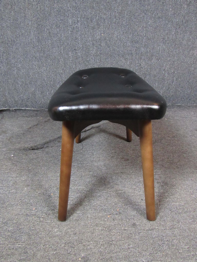 Midcentury Tufted Wingback "Clam" Chair and Ottoman For Sale at 1stDibs