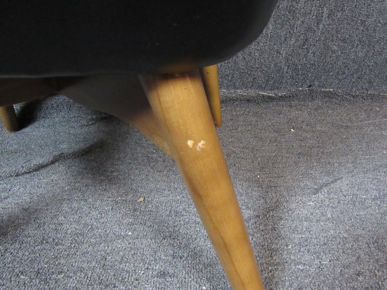 Midcentury Tufted Wingback "Clam" Chair and Ottoman For Sale at 1stDibs