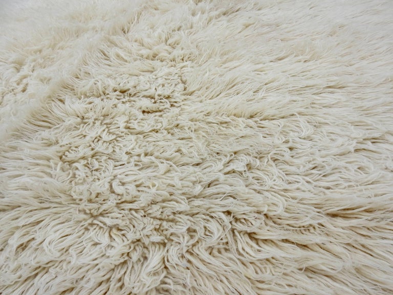 Turkish Flokati Natural Undyed Wool Rug Midcentury For Sale at 1stDibs