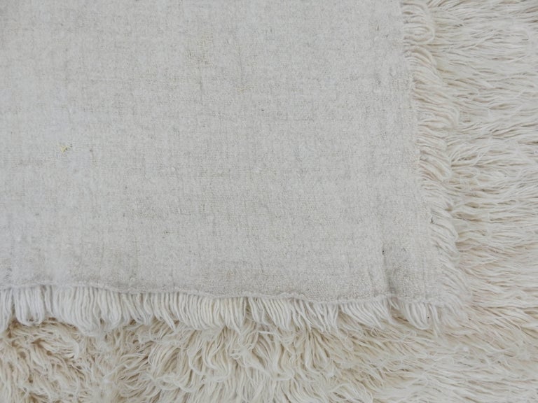 Turkish Flokati Natural Undyed Wool Rug Midcentury For Sale at 1stDibs