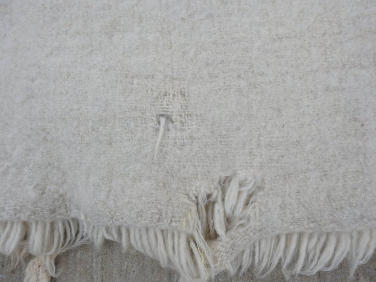 Turkish Flokati Natural Undyed Wool Rug Midcentury For Sale at 1stDibs