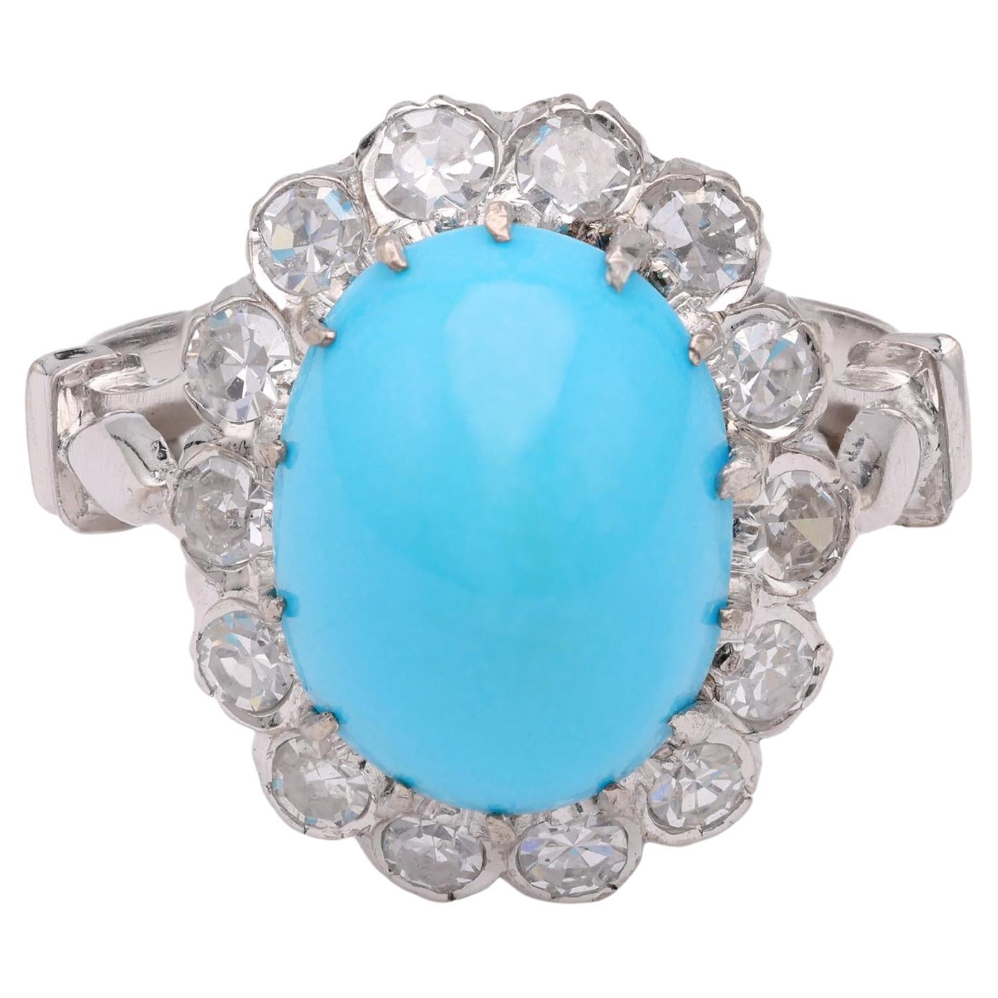 A Turquoise and Diamond Ring of attractive proportions at 1stDibs