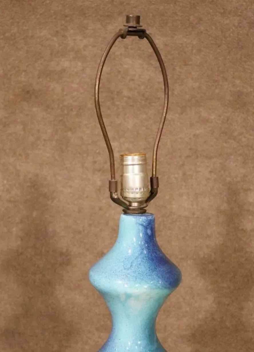 Mid-Century Turquoise Table Lamp For Sale at 1stDibs