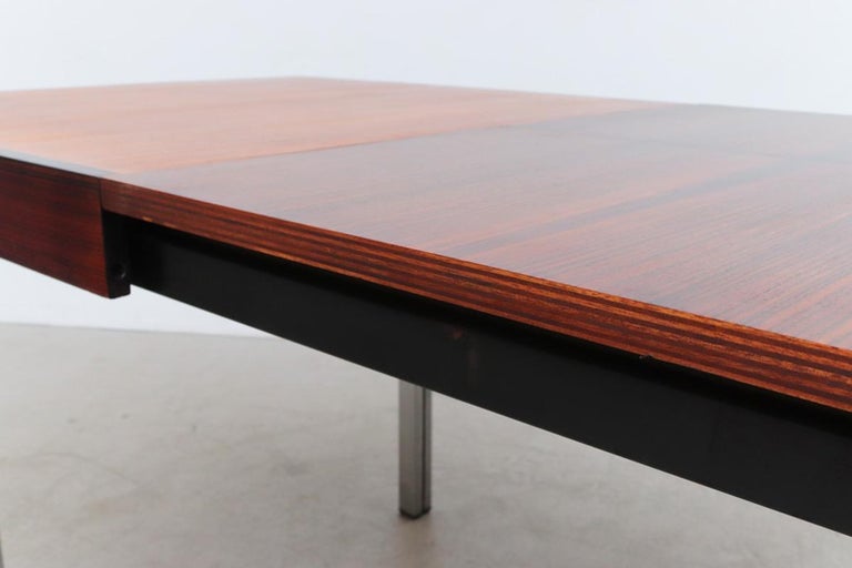 Mid-Century Two Toned Dining Table with Split Chrome Legs and Leaf For ...