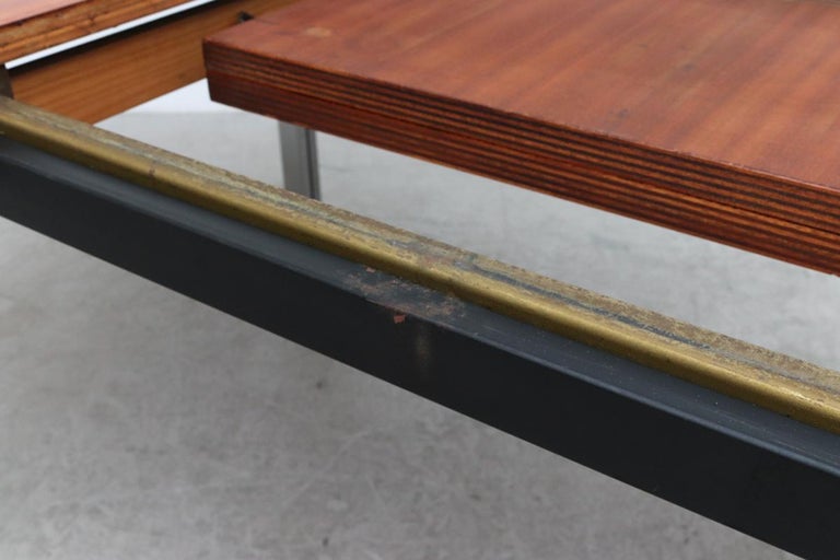Mid-Century Two Toned Dining Table with Split Chrome Legs and Leaf For ...