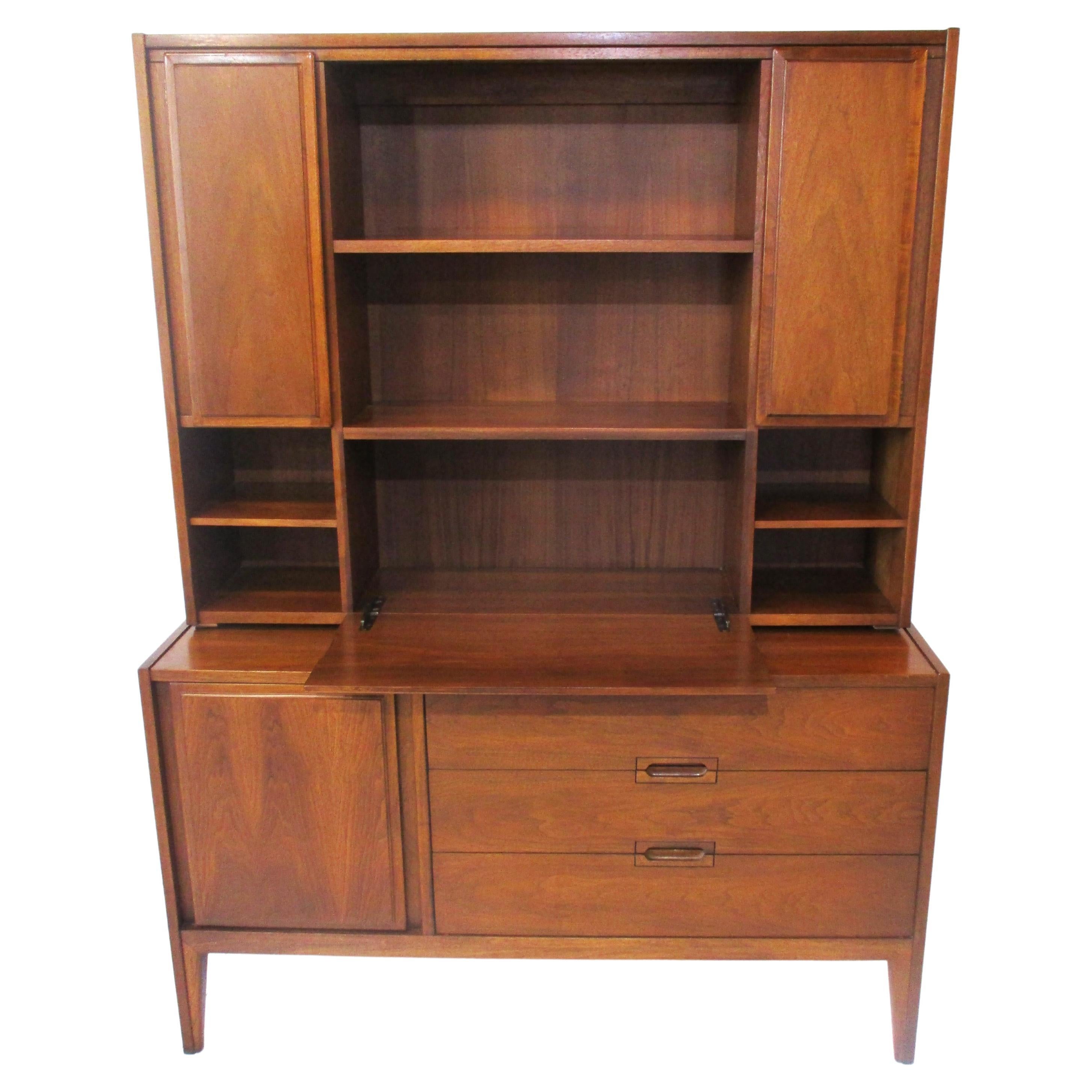 Midcentury Unarama Walnut Dry Bar / Bookcase Sever by United For Sale ...