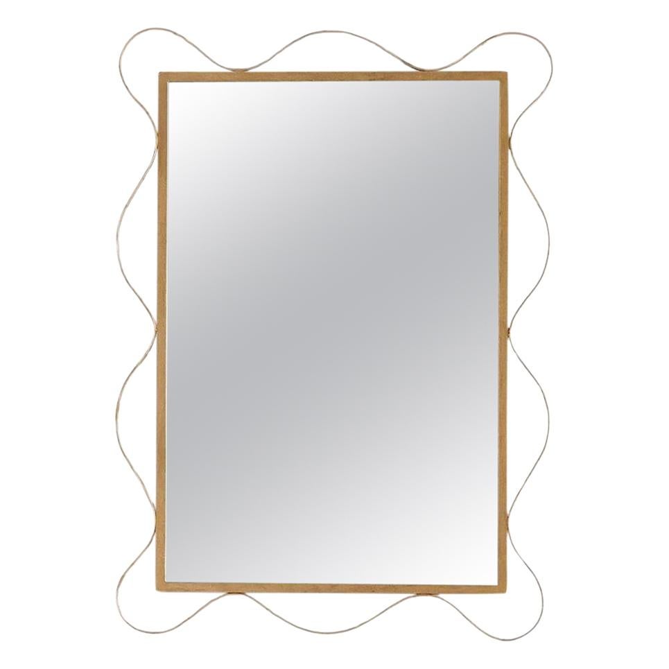 Midcentury Undulating Gold Mirror at 1stDibs