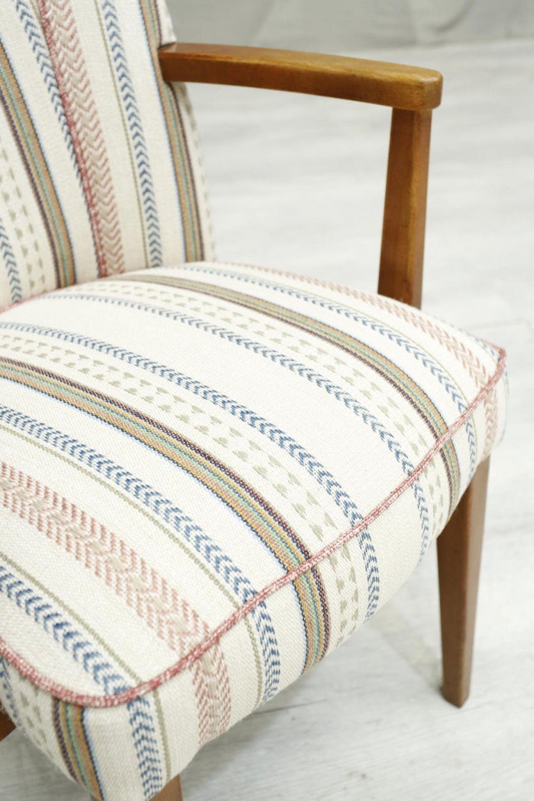Mid Century Upholstered Desk Chair, Stripe at 1stDibs