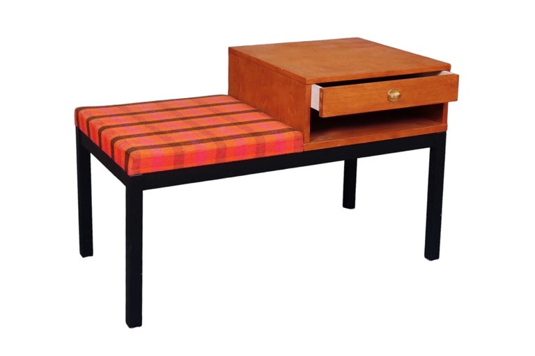 Mid Century Upholstered Hall Bench For Sale at 1stDibs