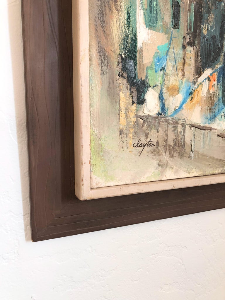 Mid Century Vallejo Cityscape Original Oil Painting For Sale at 1stDibs