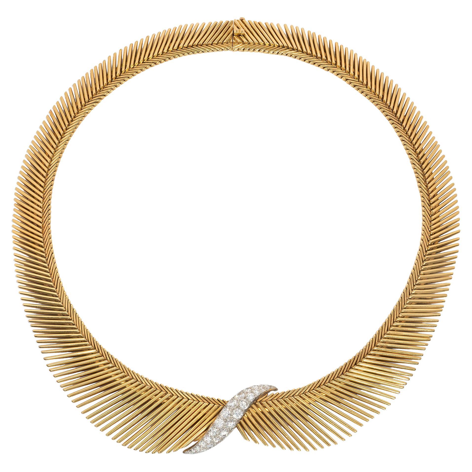 Mid-Century Van Cleef and Arpels, France Gold and Diamond "Angel Hair ...