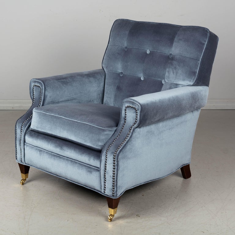 Mid Century Velvet Club Chair and Ottoman For Sale at 1stDibs | velvet ...