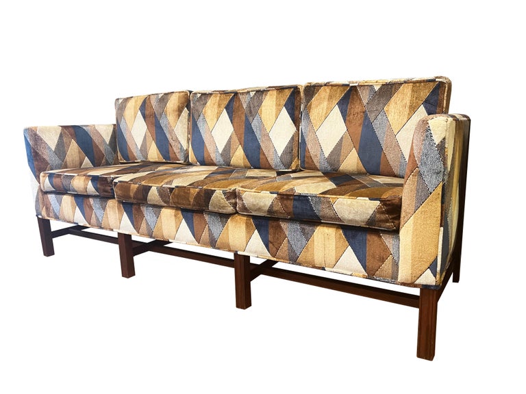 Mid Century Velvet Sofa For Sale at 1stDibs