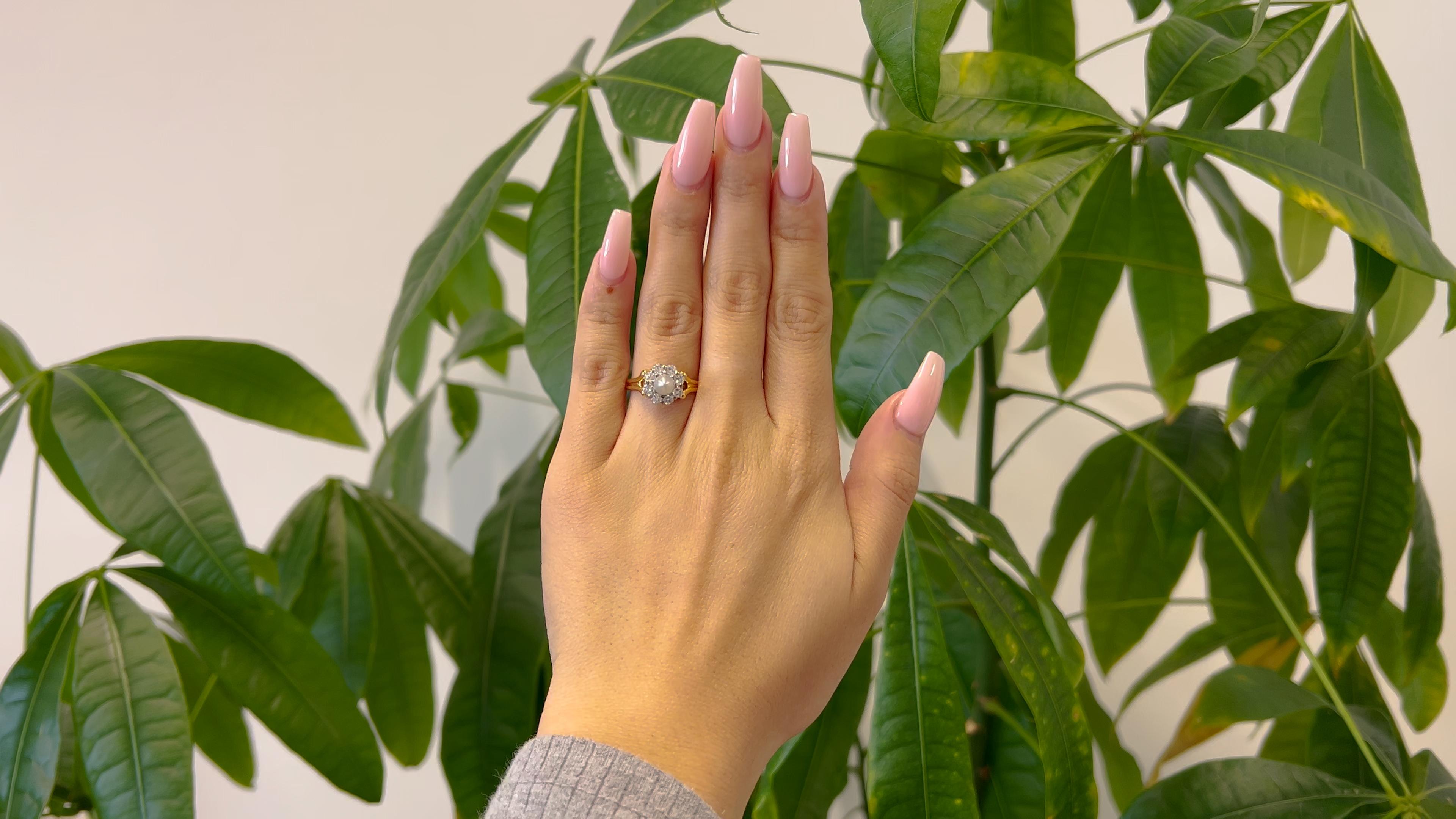 Mid Century Victorian Revival Pearl Diamond 18k Gold Platinum Cluster ...