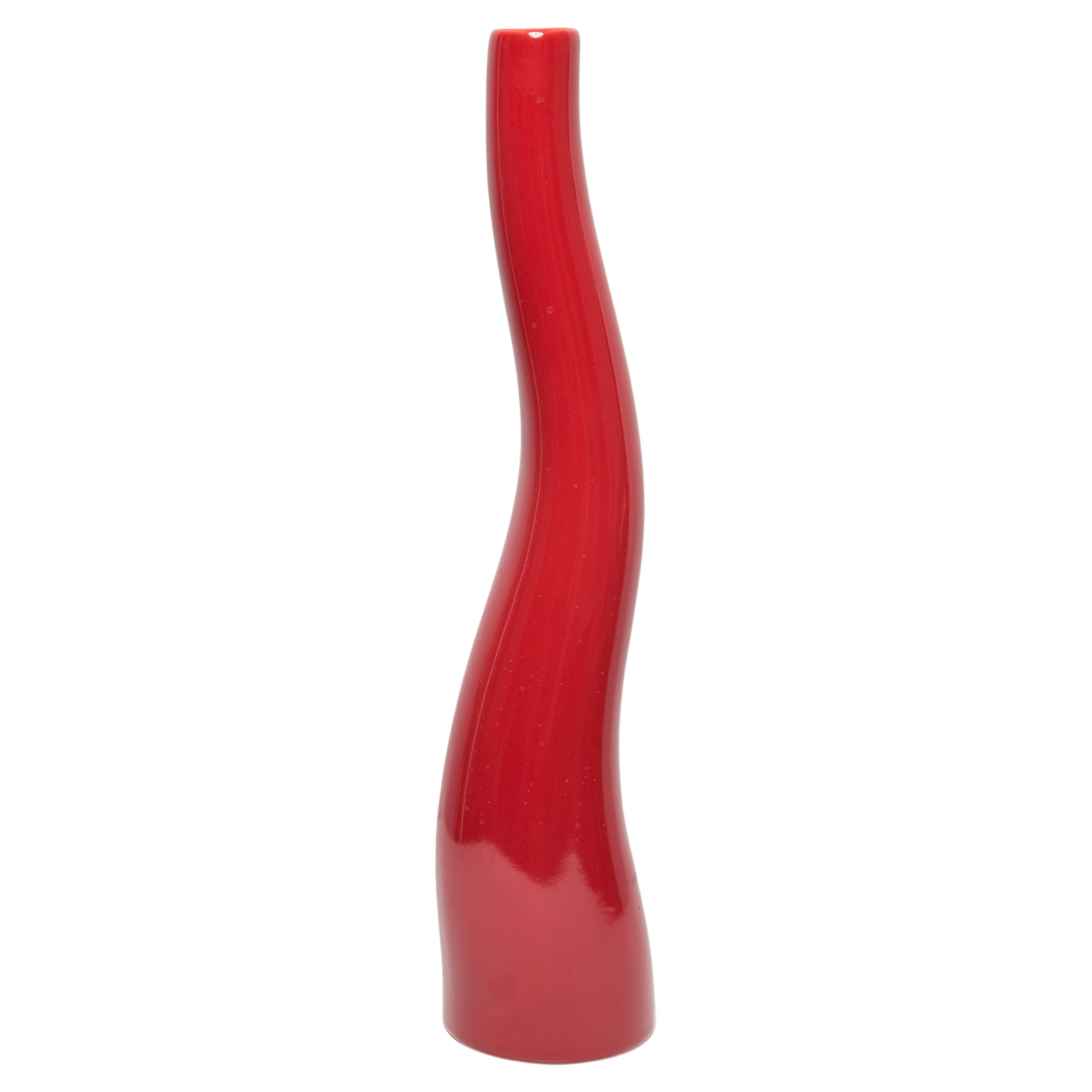 Mid Century Vintage Artistic Ceramic Red Vase Big, Europe, 1970s For ...