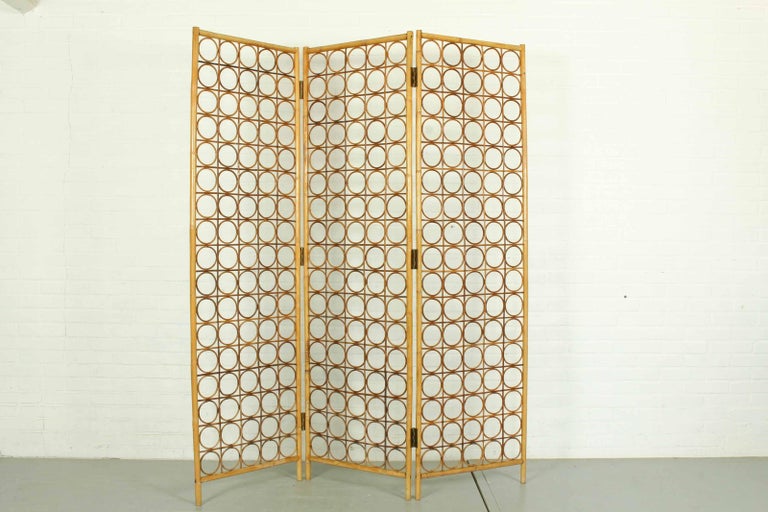 Mid-Century Vintage Bamboo Rattan Room Divider at 1stDibs