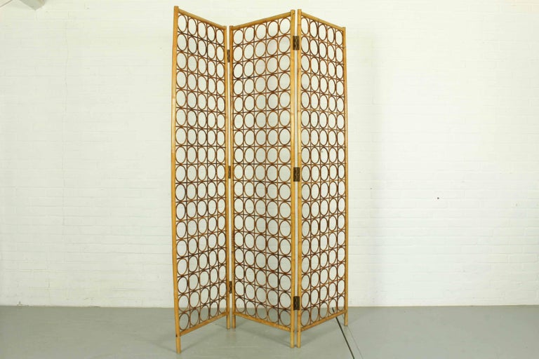 Mid-Century Vintage Bamboo Rattan Room Divider at 1stDibs