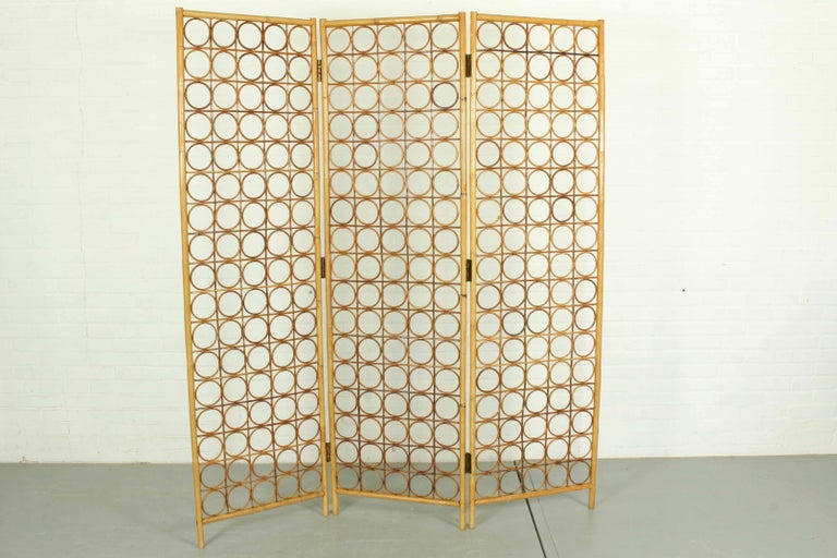 Mid-Century Vintage Bamboo Rattan Room Divider at 1stDibs