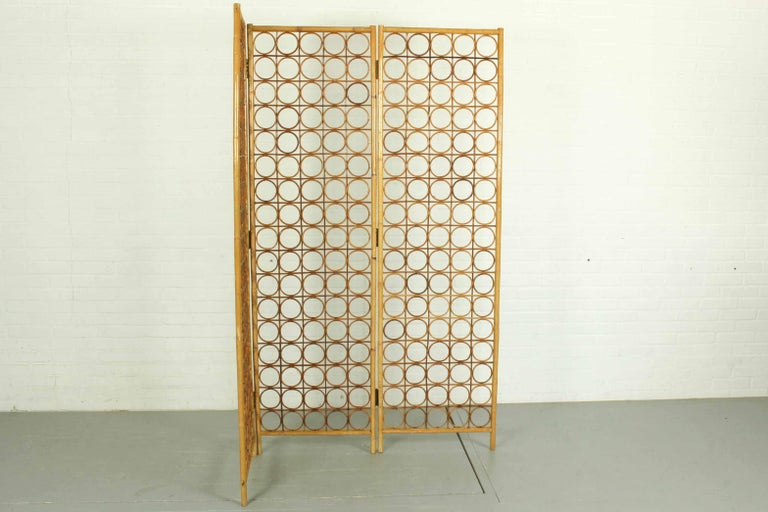 Mid-Century Vintage Bamboo Rattan Room Divider at 1stDibs