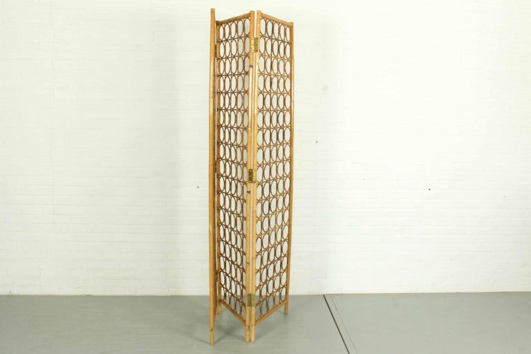 Mid-Century Vintage Bamboo Rattan Room Divider at 1stDibs
