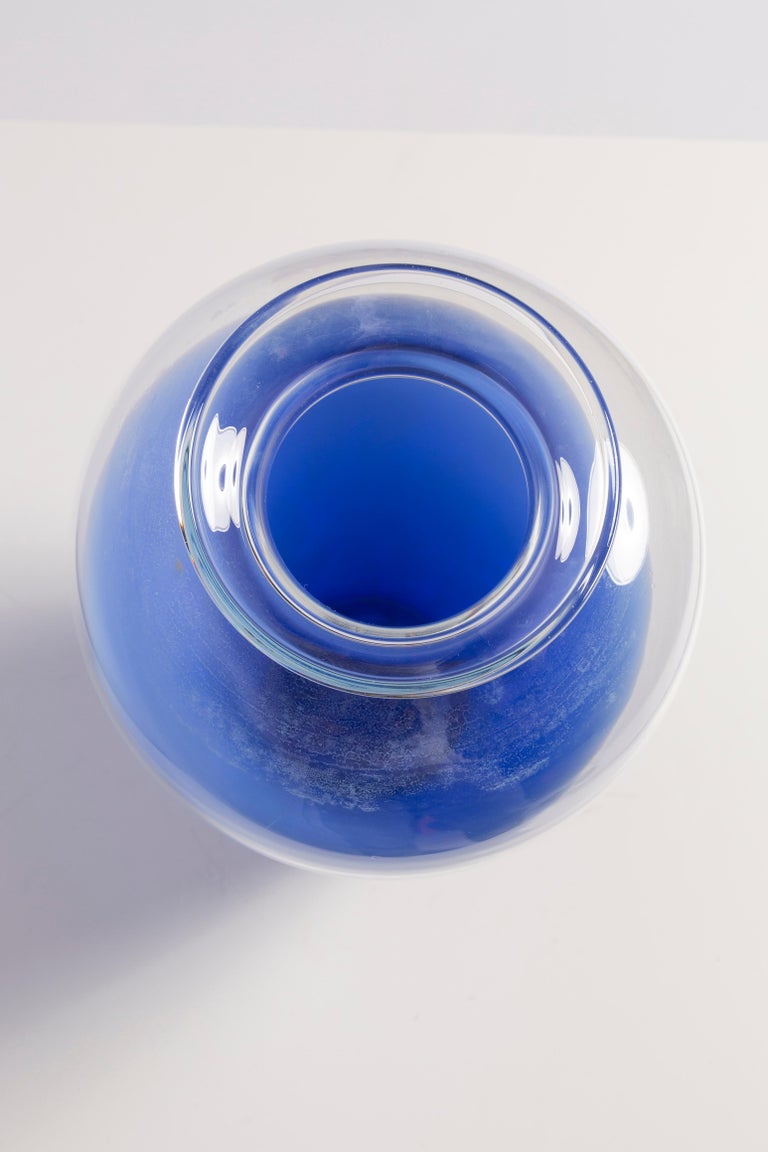 Mid Century Vintage Blue and Transparent Big Vase, Italy, 1960s For ...