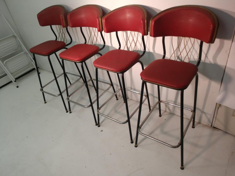 Mid Century Vintage C1950 Tall High Back Bar Stools For Sale at 1stDibs ...