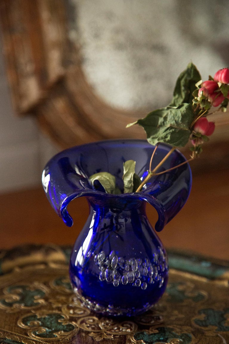 Midcentury Vintage Dark Blue Mini Glass Vase, Europe, 1960s For Sale at ...
