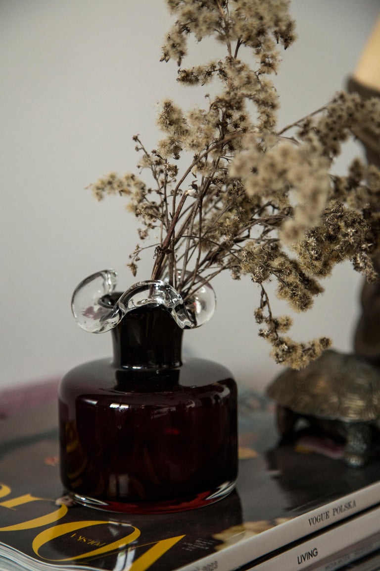 Midcentury Vintage Dark Red Frill Vase, Italy, 1960s For Sale at 1stDibs