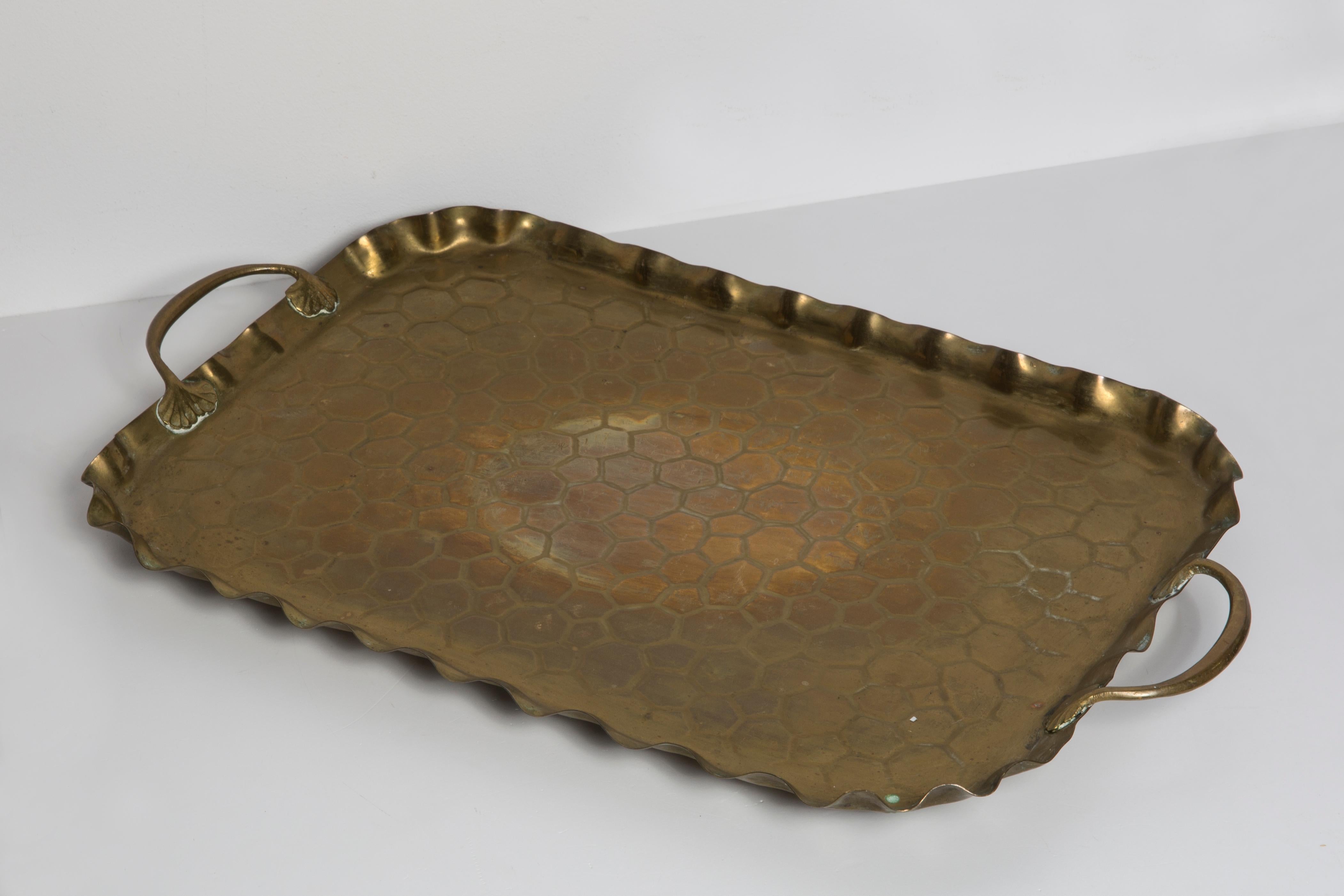 Mid Century Vintage Decorative Gold Metal Plate, Germany, 1970s at 1stDibs