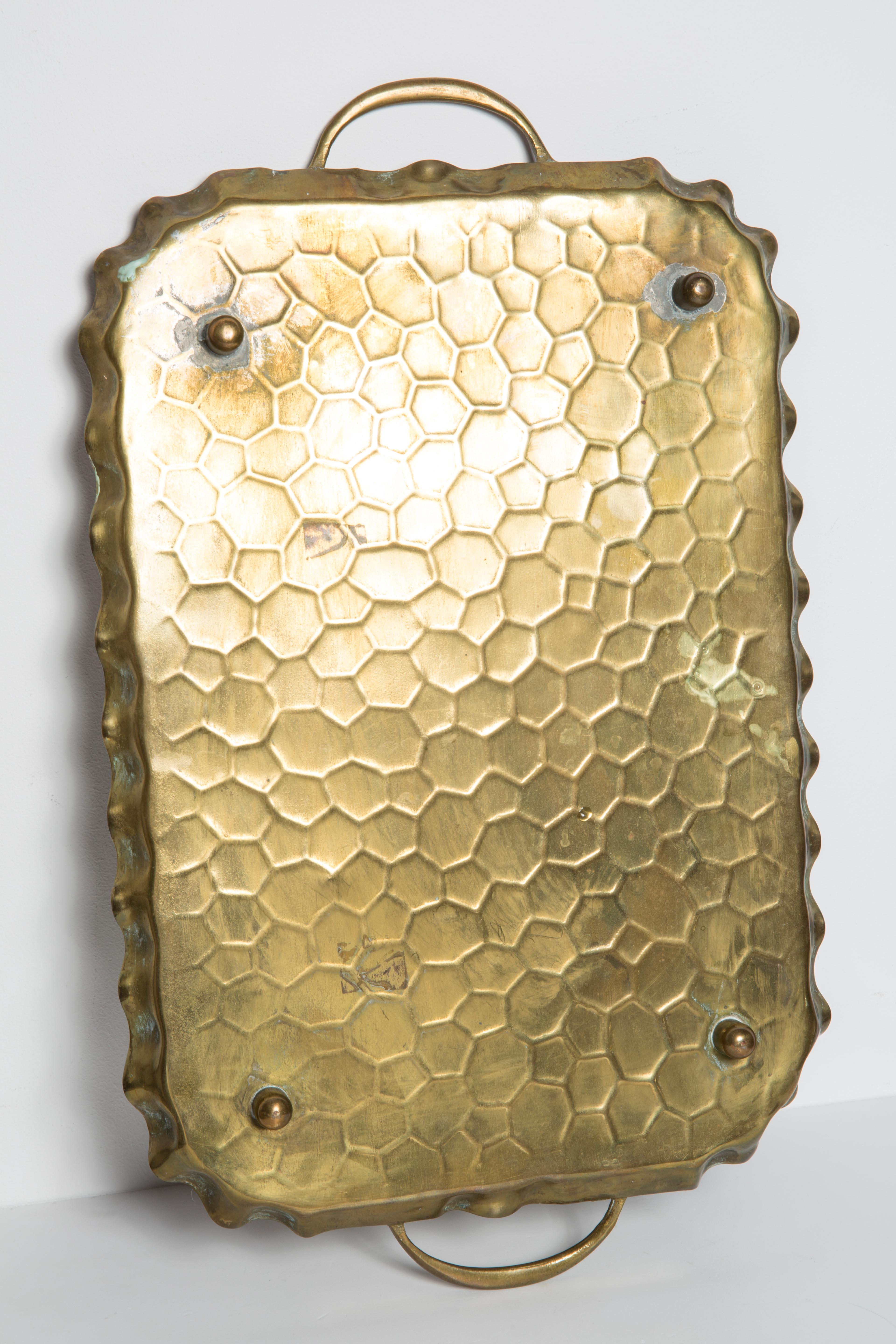 Mid Century Vintage Decorative Gold Metal Plate, Germany, 1970s at 1stDibs