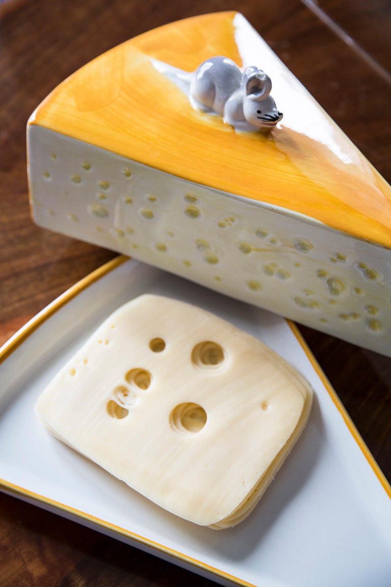 Midcentury Vintage Decorative Porcelain Cheese Plate with Mouse, Italy ...