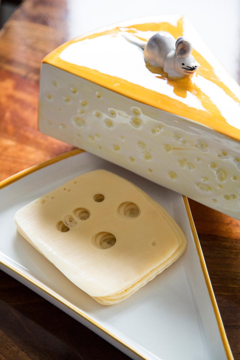 Midcentury Vintage Decorative Porcelain Cheese Plate with Mouse, Italy ...