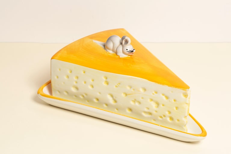 Midcentury Vintage Decorative Porcelain Cheese Plate with Mouse, Italy ...