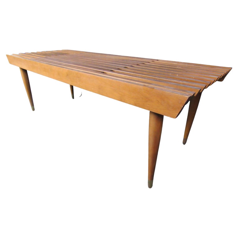 Midcentury Vintage Extending Slat Bench For Sale at 1stDibs
