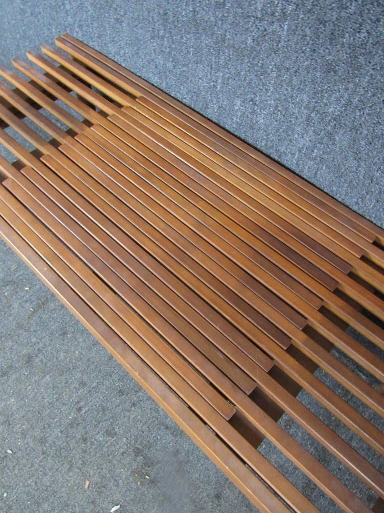 Midcentury Vintage Extending Slat Bench For Sale at 1stDibs