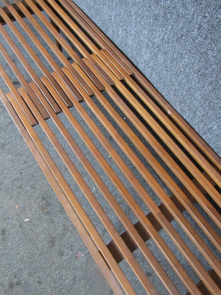 Midcentury Vintage Extending Slat Bench For Sale at 1stDibs