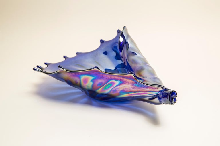 Mid Century Vintage Glossy Blue Decorative Holographic Plate, Shell ...