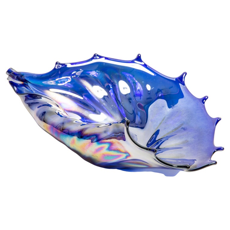 Mid Century Vintage Glossy Blue Decorative Holographic Plate, Shell ...