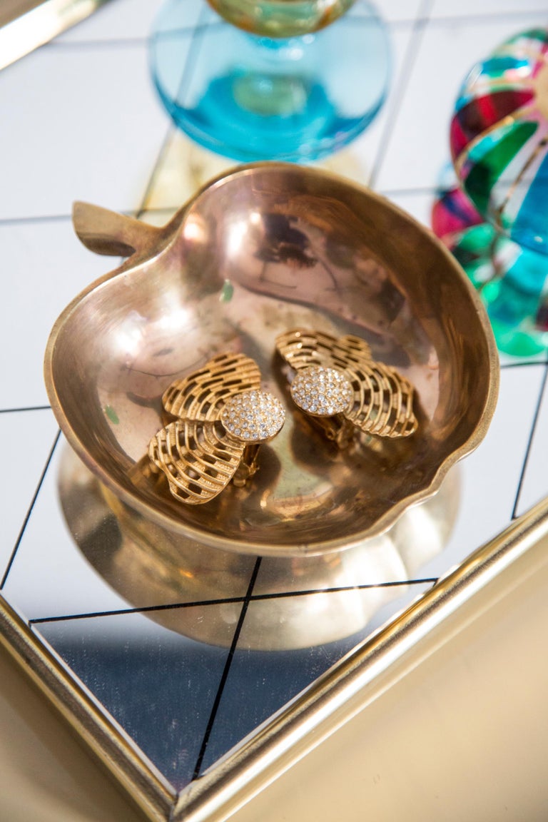 Midcentury Vintage Gold Apple Decorative Metal Plate, Italy, 1960s For ...