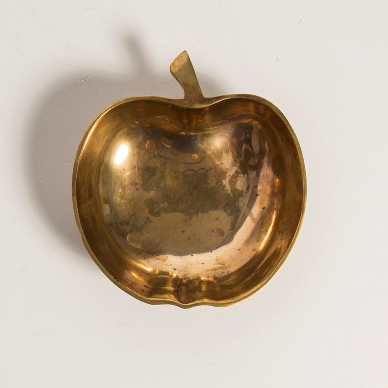 Midcentury Vintage Gold Apple Decorative Metal Plate, Italy, 1960s For ...