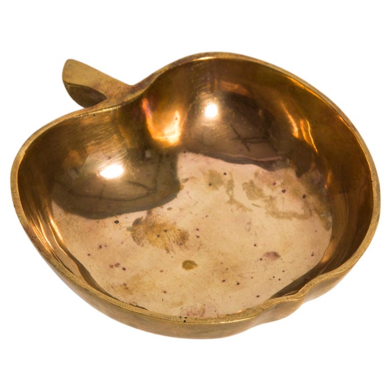 Midcentury Vintage Gold Apple Decorative Metal Plate, Italy, 1960s For ...