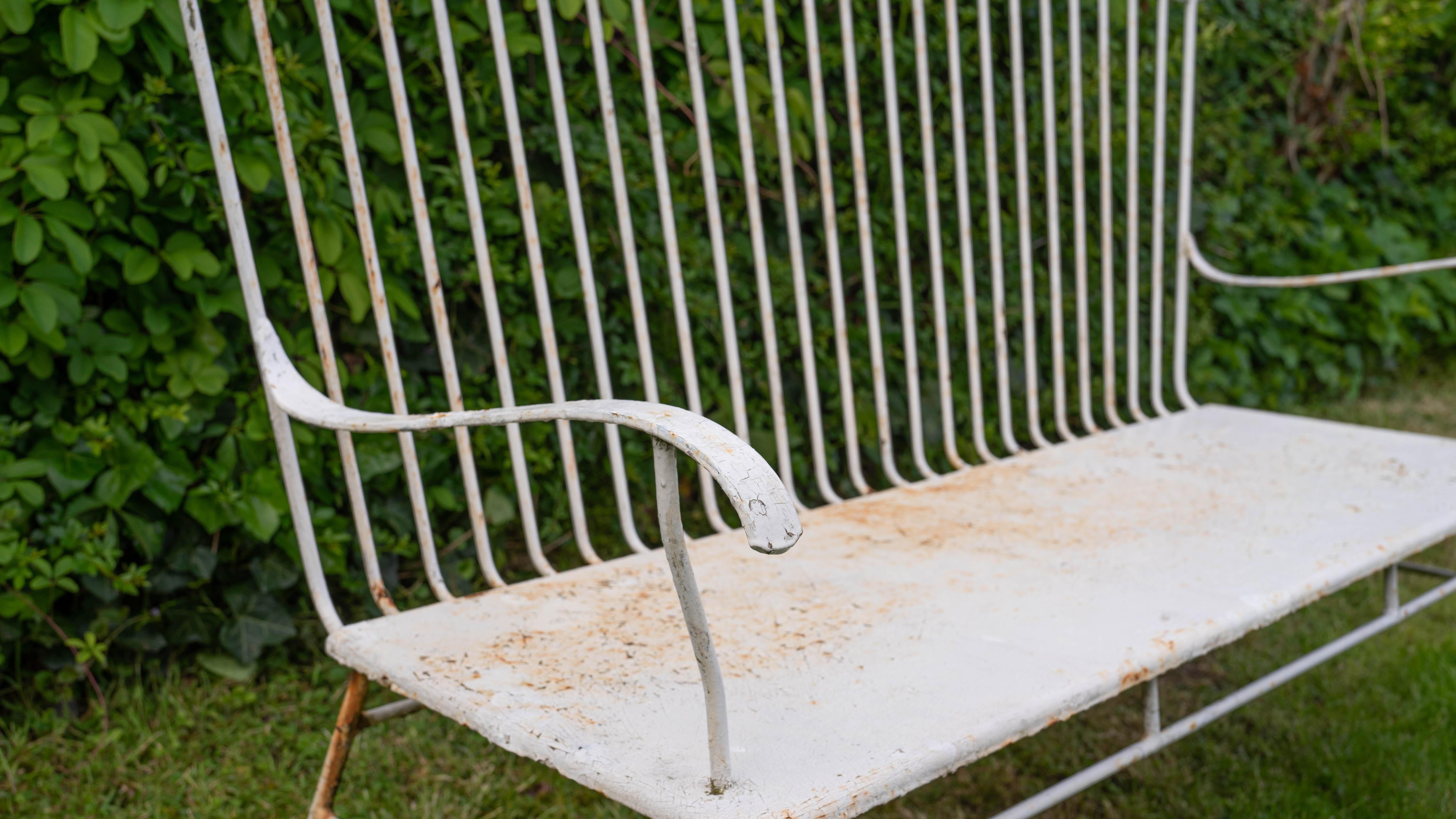 Mid Century Vintage Iron Garden Bench, 50s For Sale at 1stDibs