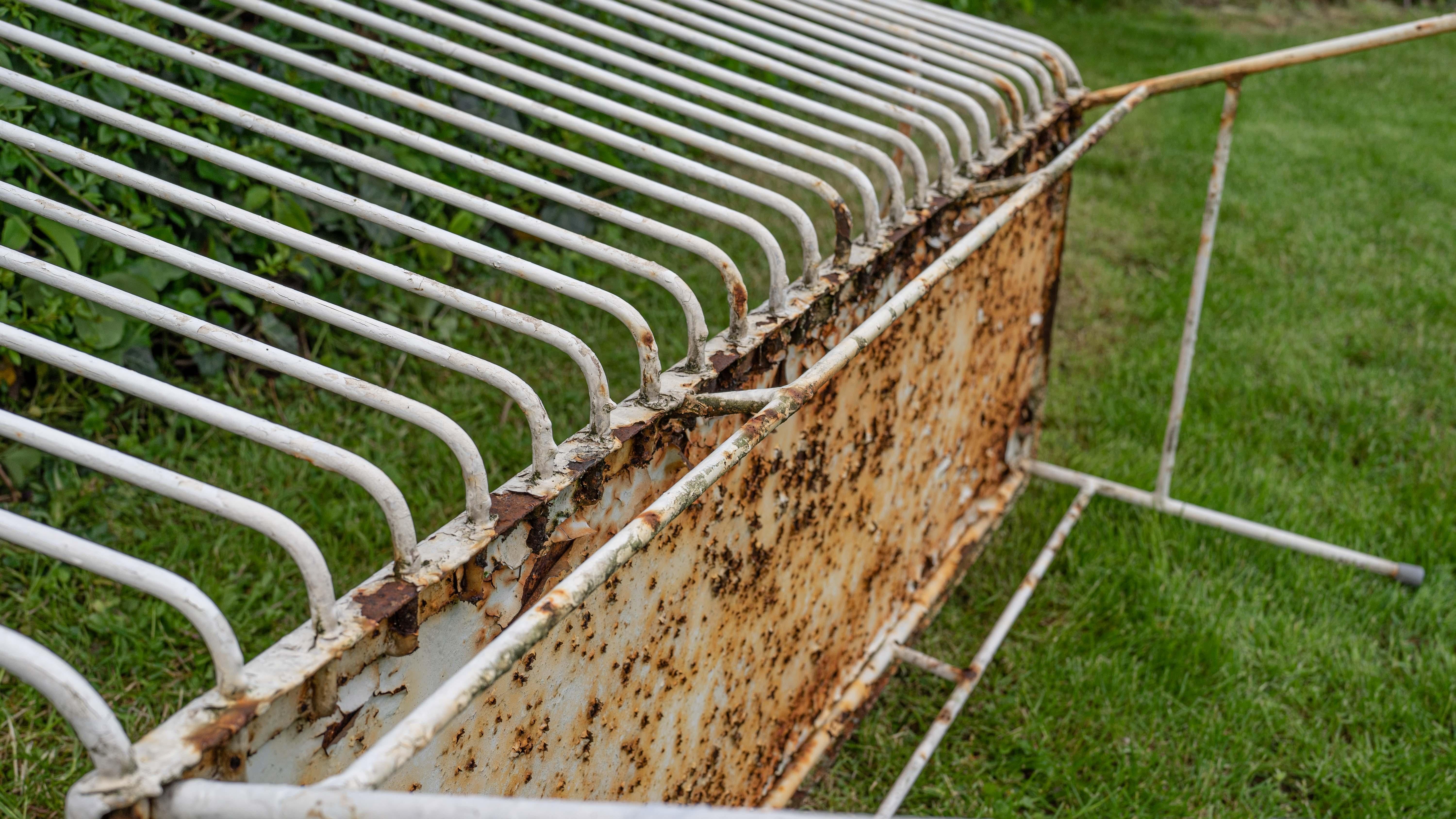 Midcentury Vintage Iron Garden Bench, 1950s at 1stDibs