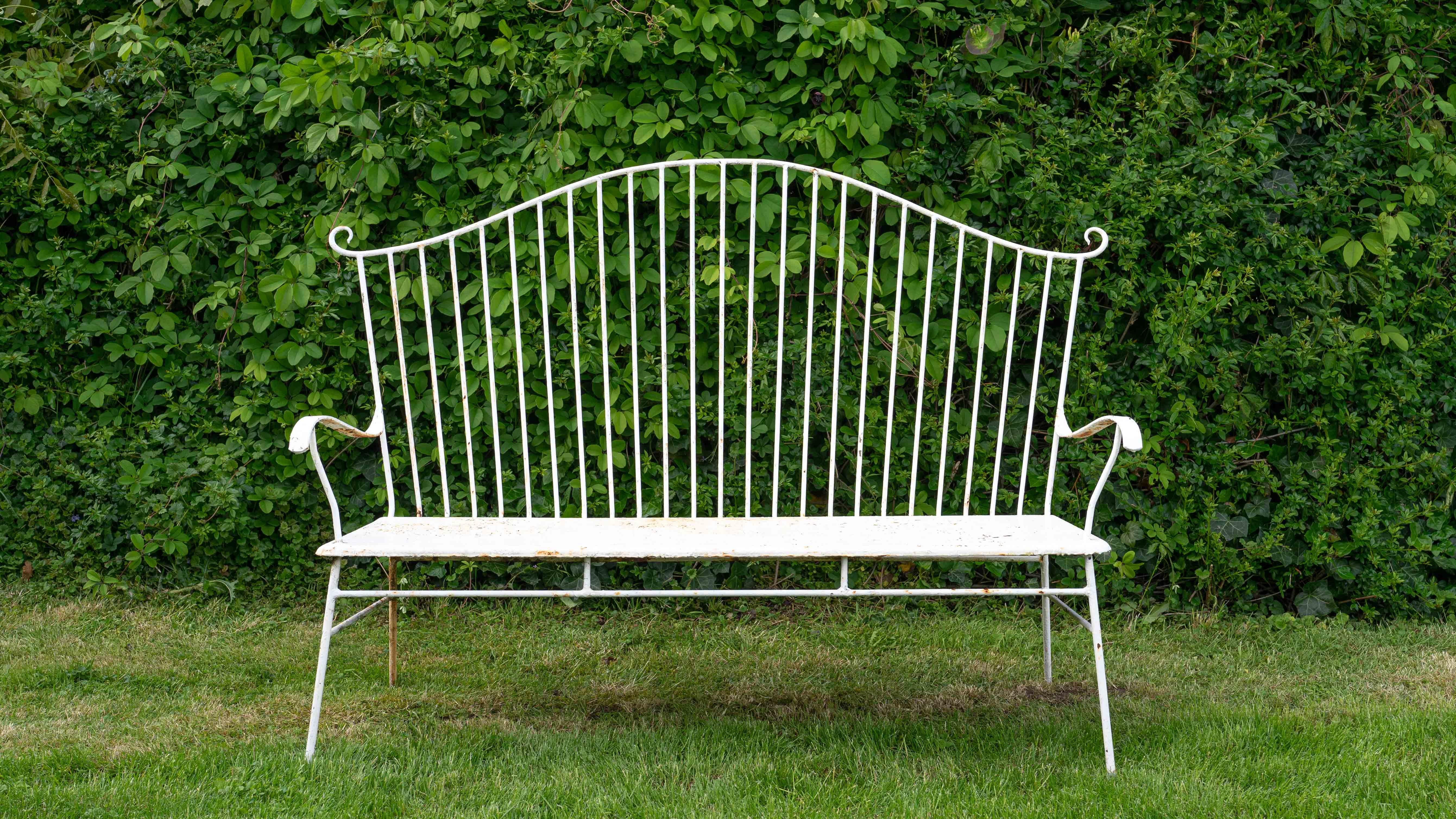 Midcentury Vintage Iron Garden Bench, 1950s at 1stDibs